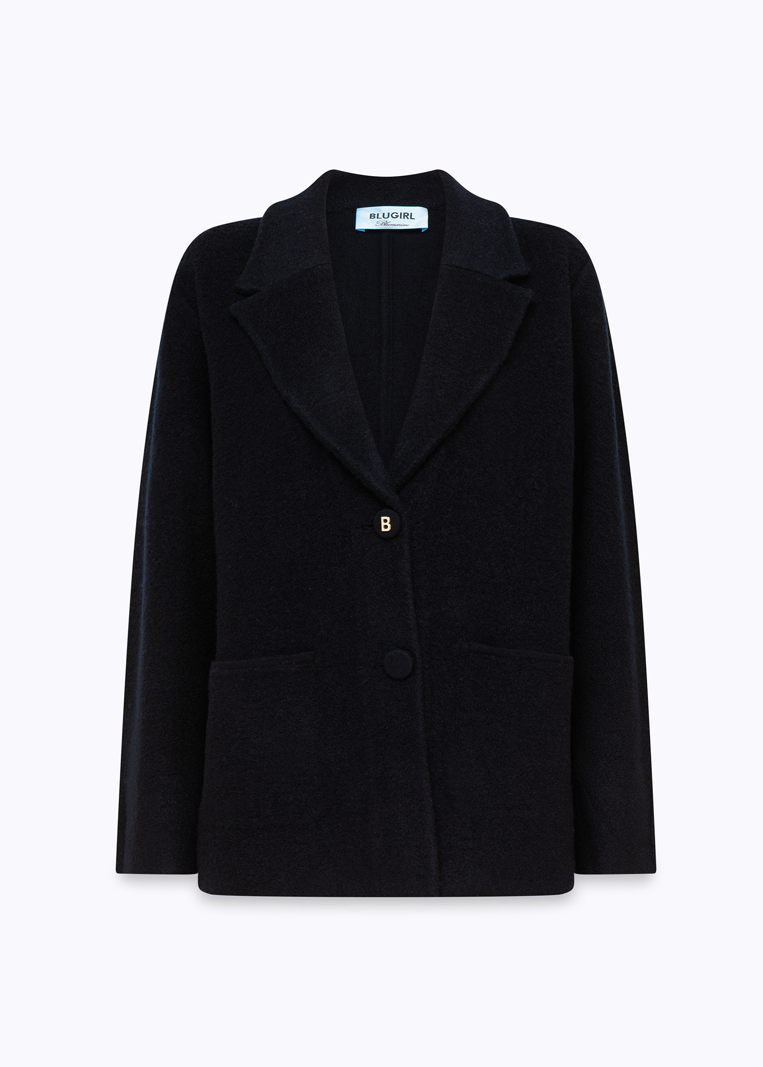 Jacquard Knitted Oversized Jacket With Pin | Blugirl