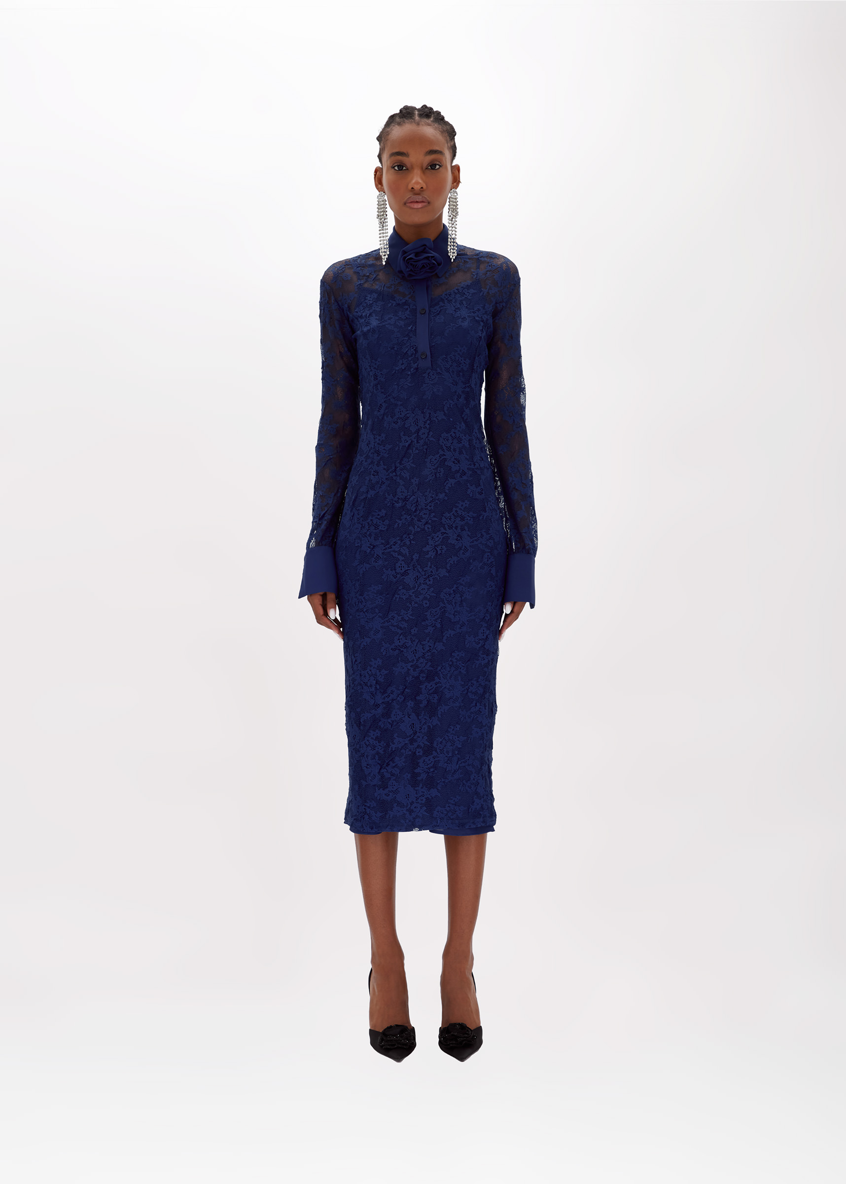 Abito Longuette In Pizzo Stretch | Blugirl